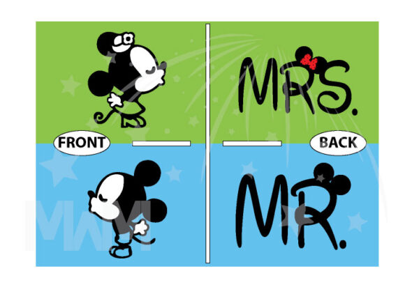 Disney Mr Mrs Matching Couple Shirts With Mickey Minnie Mouse Kissing ...