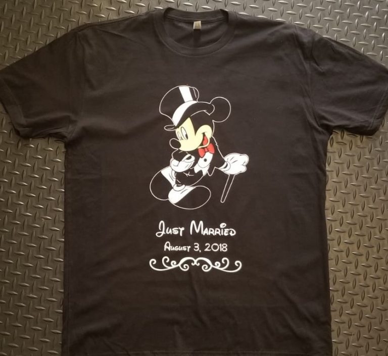 Minnie Mouse Bride, Mickey Mouse Groom, Just Married With Wedding Date ...