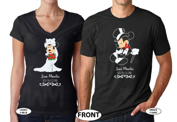 Minnie Mouse Bride, Mickey Mouse Groom, Just Married With Wedding Date ...