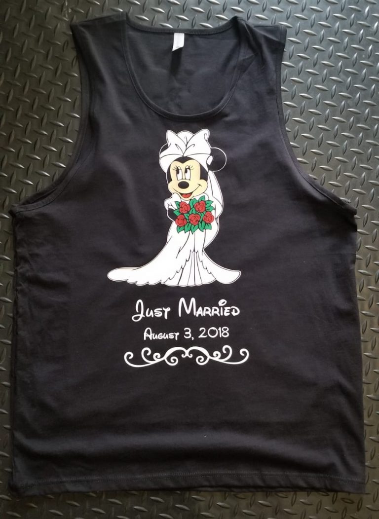 Minnie Mouse Bride, Mickey Mouse Groom, Just Married With Wedding Date ...